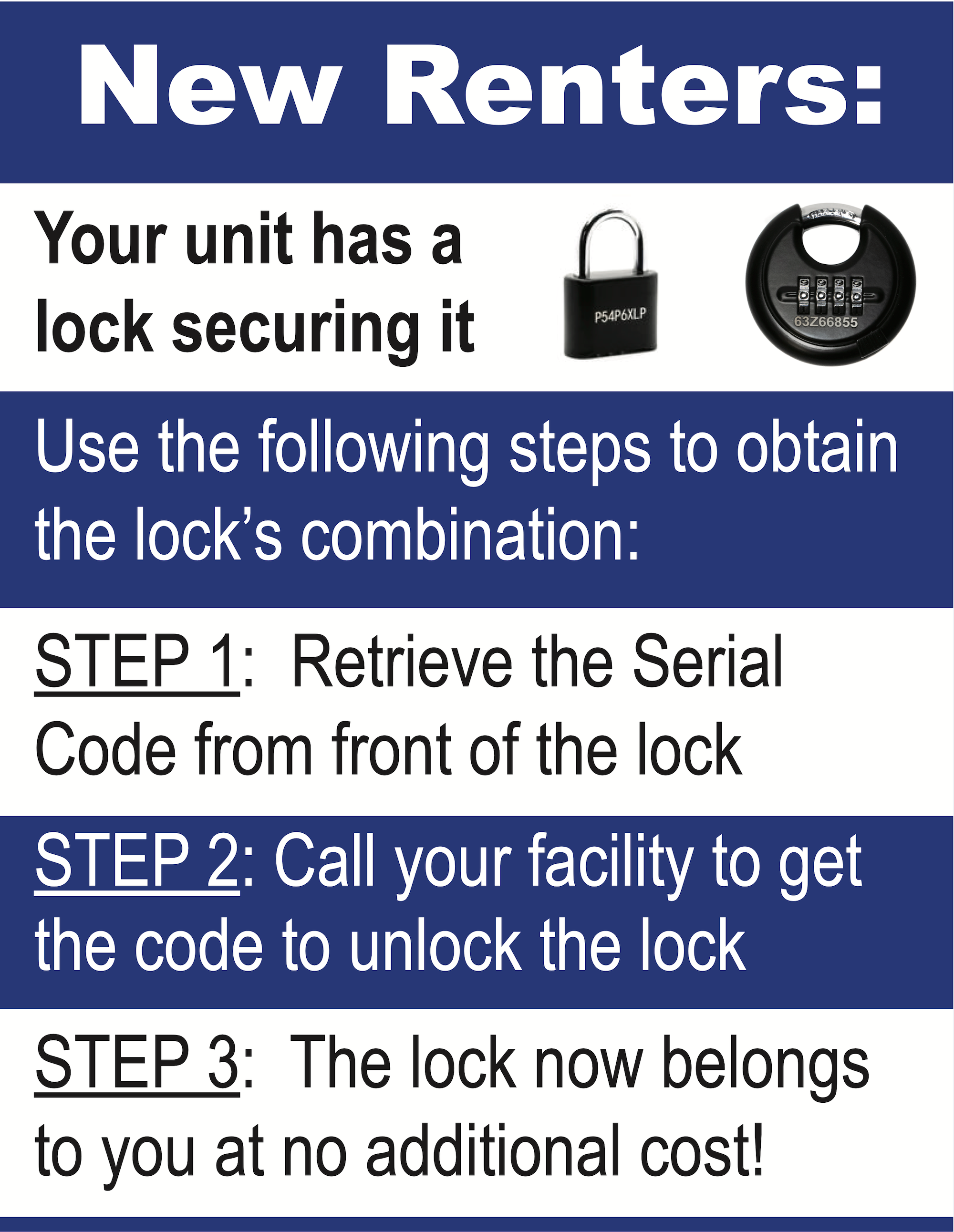 12" x 18" Aluminum Instructional Signs – DaVinci Lock Self Storage, Inc.